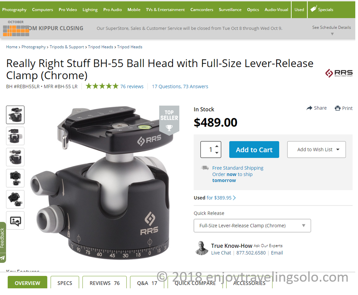 徹底解説！B＆Hでお得に海外通販！(リアリーライトスタッフBH-55編） – Enjoy Traveling Solo